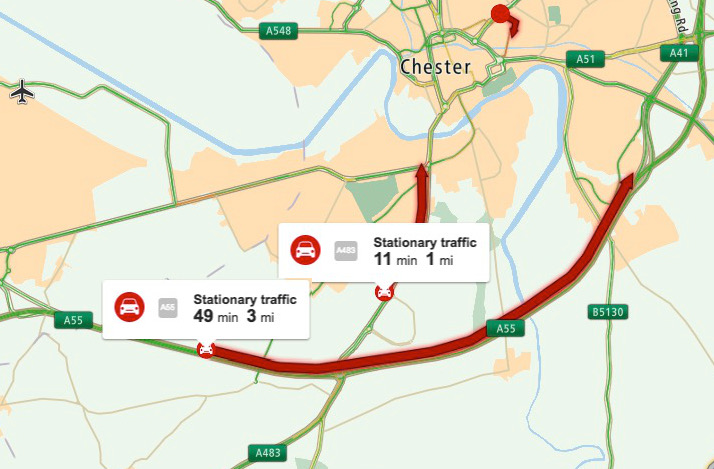 A55 Near Posthouse Roundabout Reopens Following Earlier Multi Vehicle
